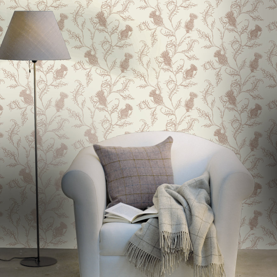 Holden Decor Thistle Wild Flower Cream & Rose Gold Wallpaper - Intu-DIY - Wallpaper & Paint