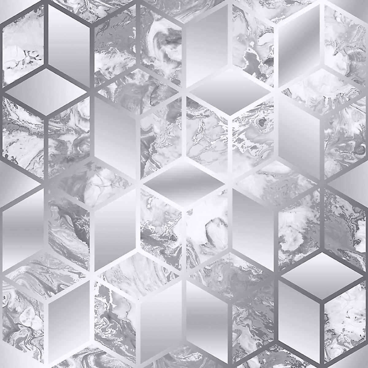 Muriva Elixir Cube Marble Silver Wallpaper 166510 - Intu-DIY ...
