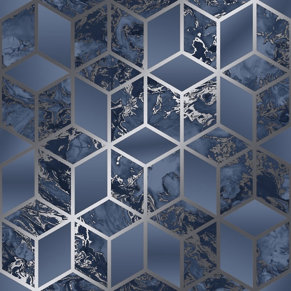 Muriva Elixir Cube Marble Blue & Silver Wallpaper 166512 - Intu-DIY ...