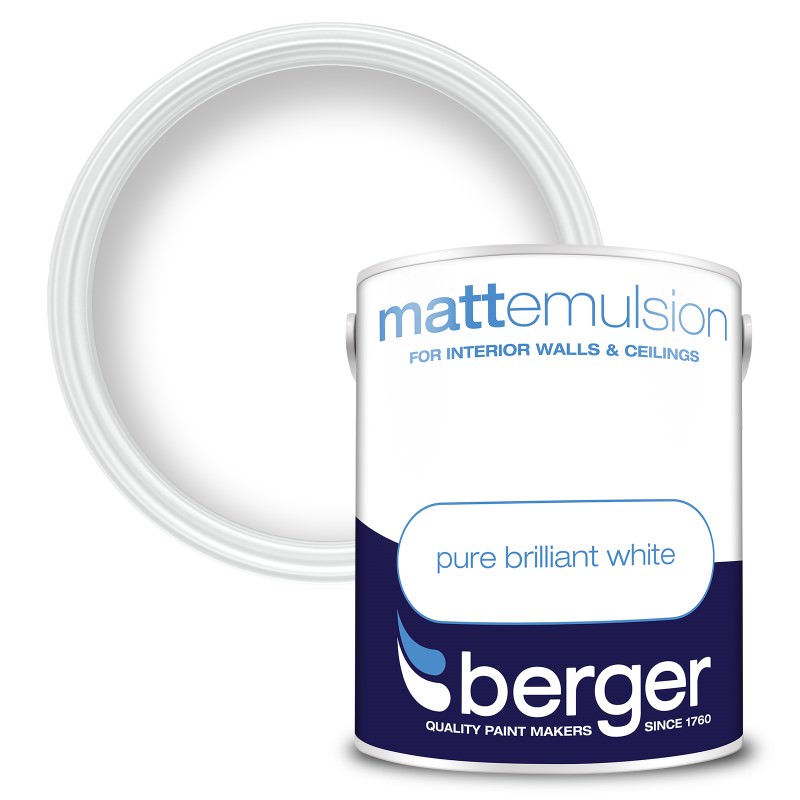 Berger 5L Matt Emulsion Paint White - Intu-DIY - Wallpaper & Paint
