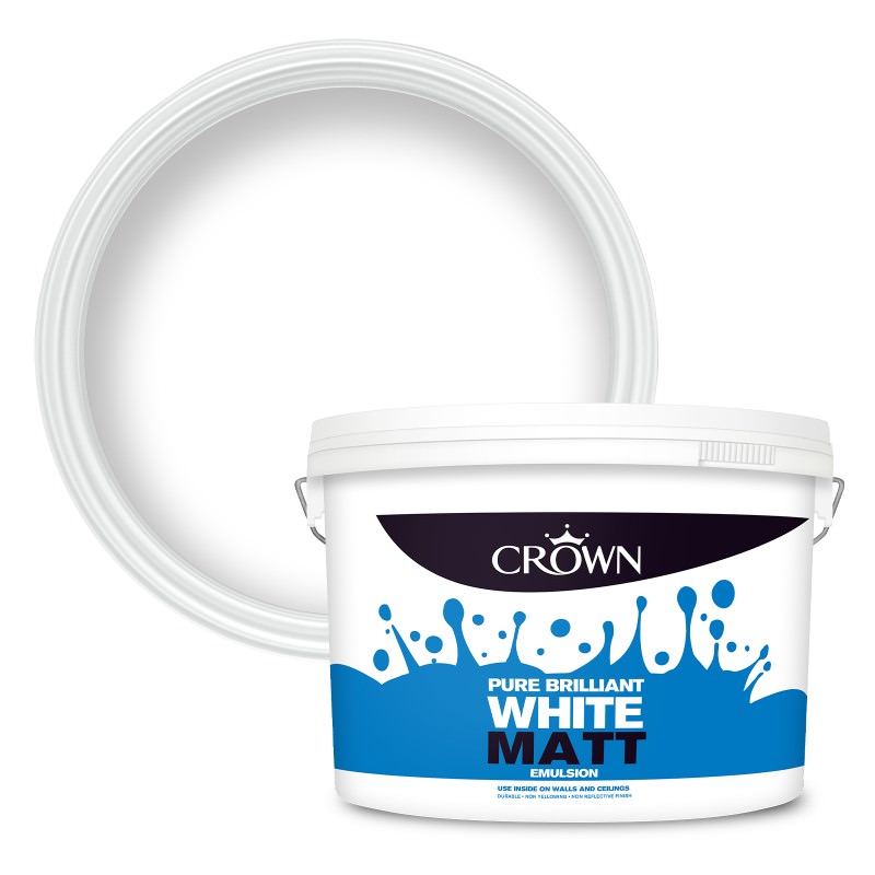 Crown 10L Matt Emulsion Paint Pure Brilliant White - Intu-DIY ...