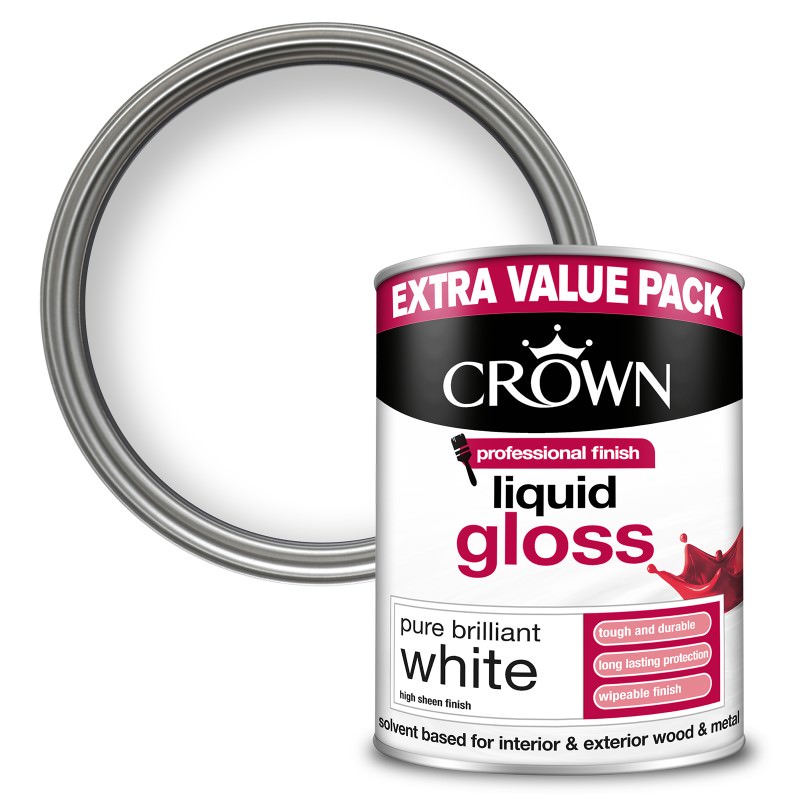 Crown 1.25L Liquid Gloss Pure Brilliant White - Intu-DIY - Wallpaper ...