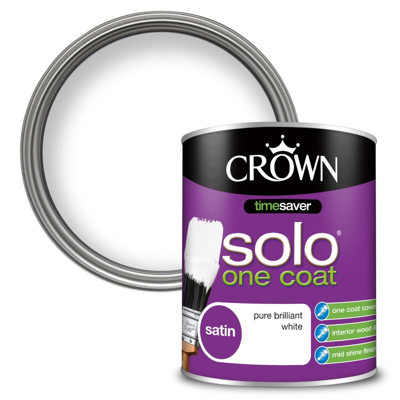 Crown 750ml Solo One Coat Satin Pure Brilliant White - Intu-DIY ...