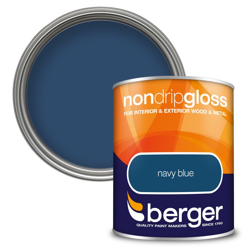 Berger 750ml Non Drip Gloss Navy Blue - Intu-DIY - Wallpaper & Paint