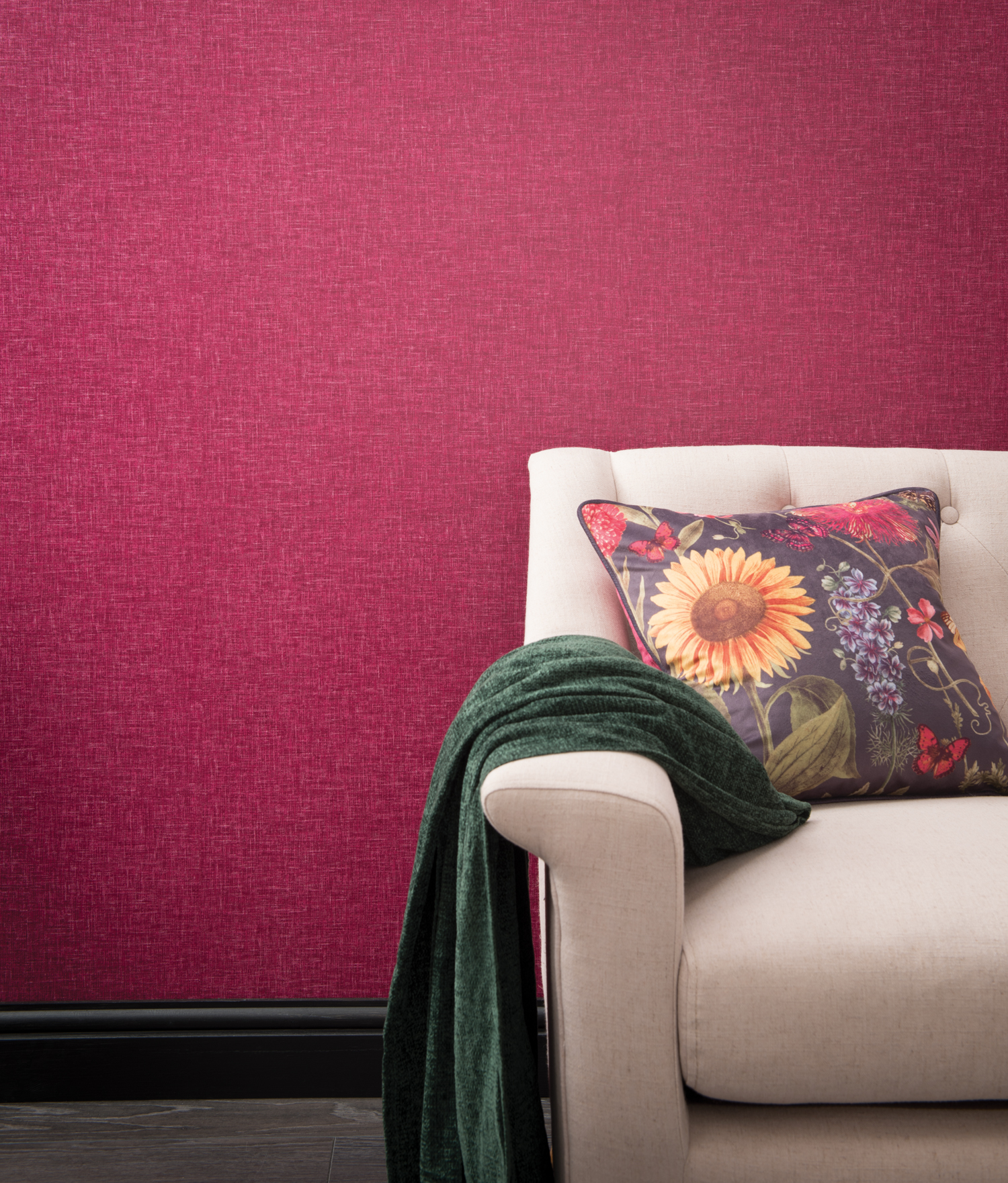 Arthouse Linen Texture Raspberry Wallpaper - Intu-DIY - Wallpaper & Paint