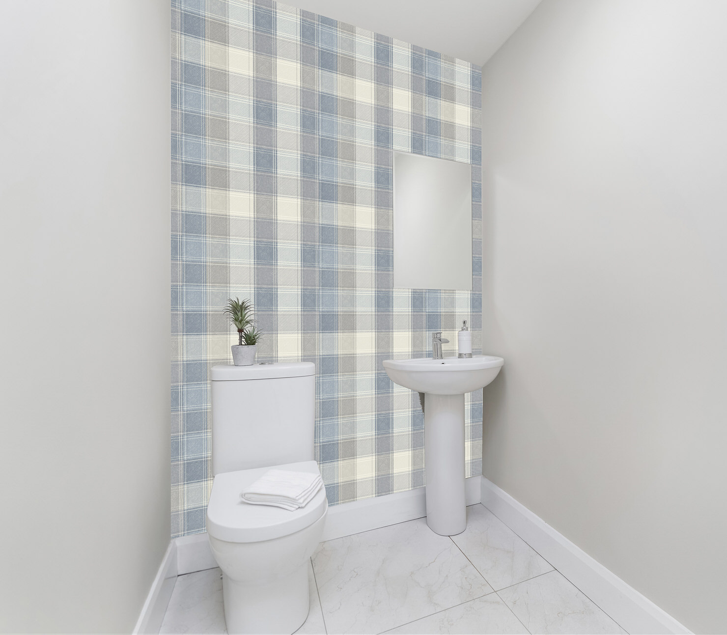 Arthouse Country Check Denim Wallpaper - Intu-DIY - Wallpaper & Paint