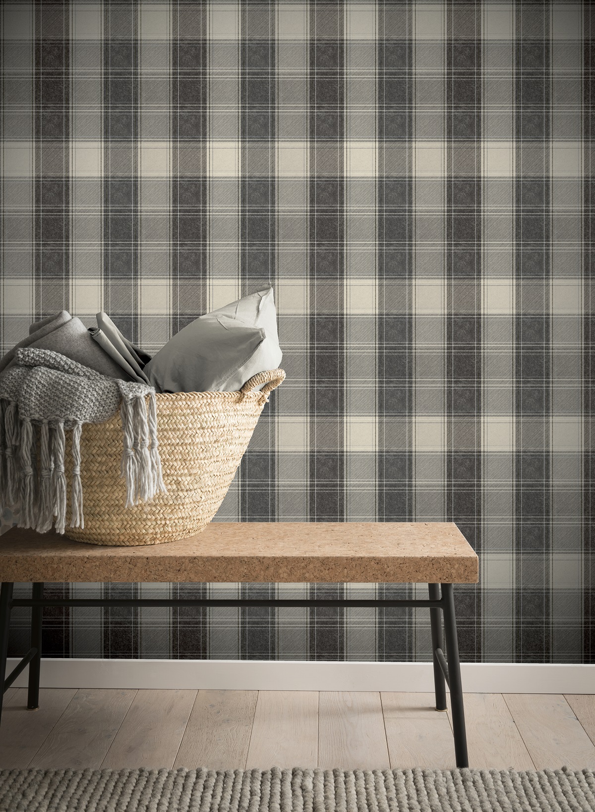 Arthouse Country Check Mono Wallpaper - Intu-DIY - Wallpaper & Paint