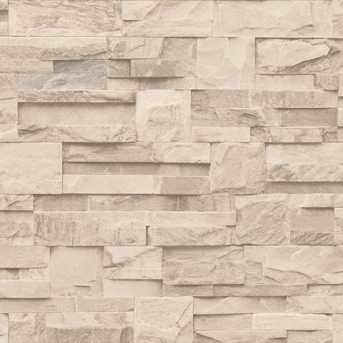 Muriva Realistic Slate Cladding Cream Wallpaper J27407 - Intu-DIY ...