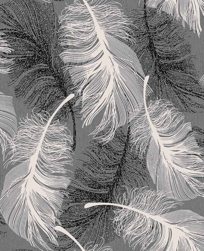 Coloroll Feather Silver Glitter Mono Wallpaper M0925 - Intu-DIY ...