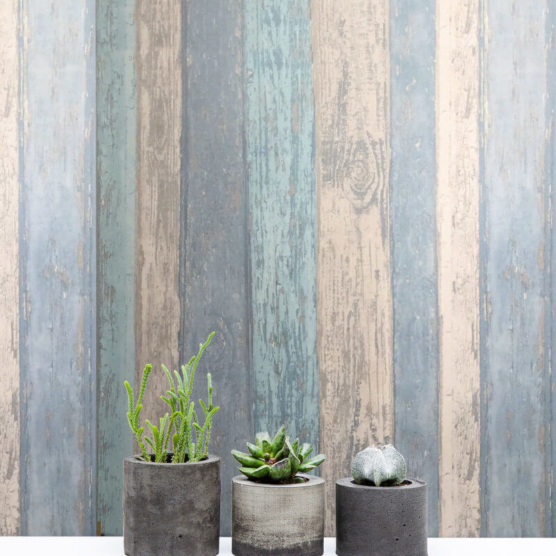 Crown Wood Panel / Board Blue Wallpaper - Intu-DIY - Wallpaper & Paint