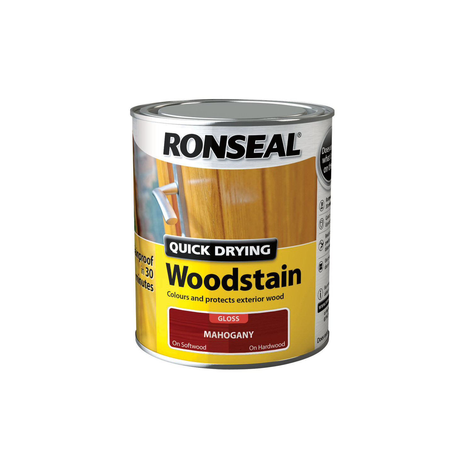 Ronseal Quick Drying Woodstain Gloss 750ml Mahogany - Intu-DIY ...