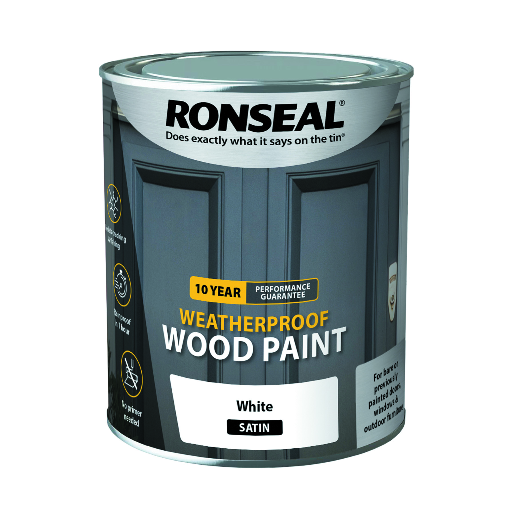 Ronseal 10 Year Weatherproof Wood Paint Satin 750ml White - Intu-DIY ...