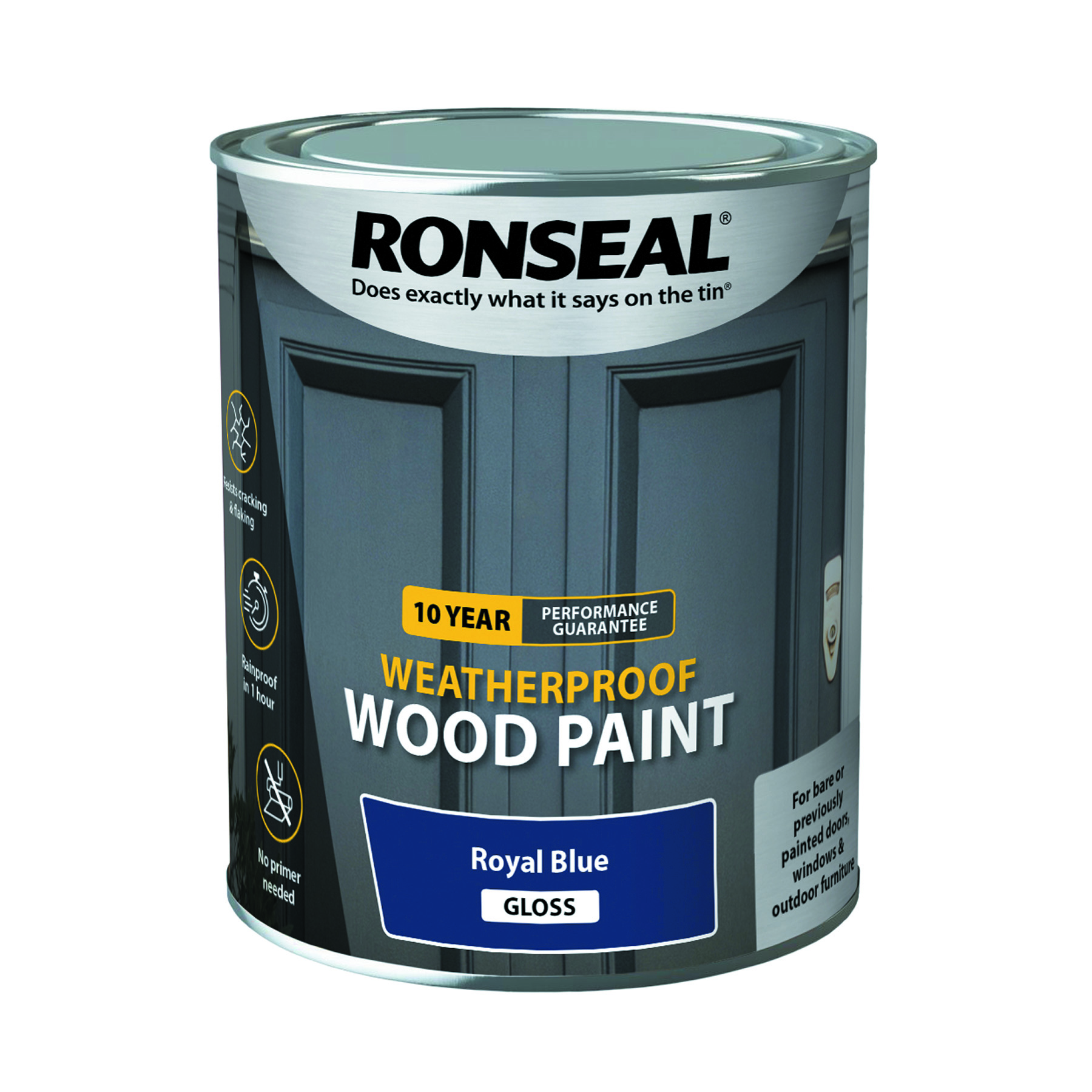 Ronseal 10 Year Weatherproof Wood Paint Gloss 750ml Royal Blue - Intu ...