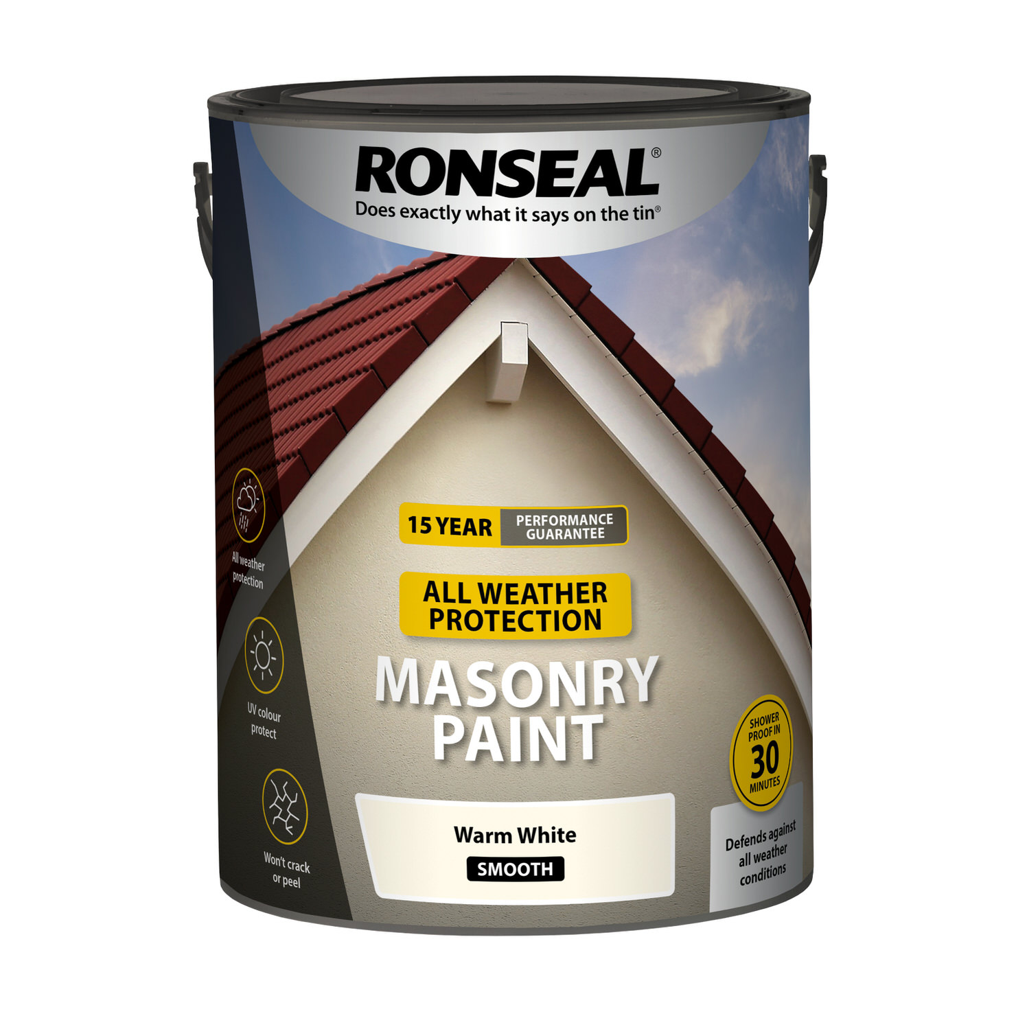 Ronseal All Weather UV Protection Smooth Masonry Paint 5L Warm White ...