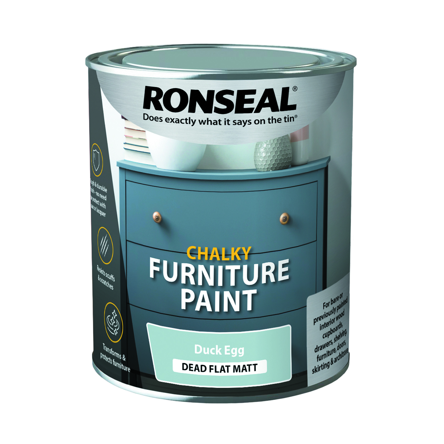 Ronseal One Coat Chalky Furniture Paint 750ml Duck Egg - Intu-DIY ...