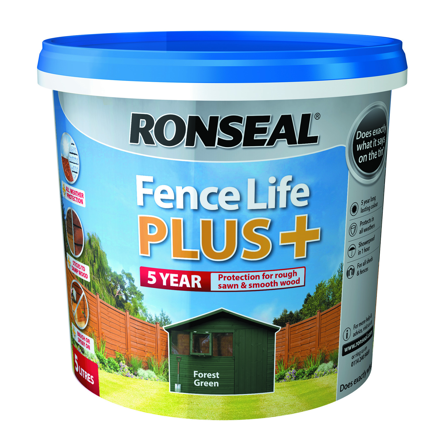 Ronseal Fence Life Plus Garden UV Potection Shed & Fence Paint 5L ...