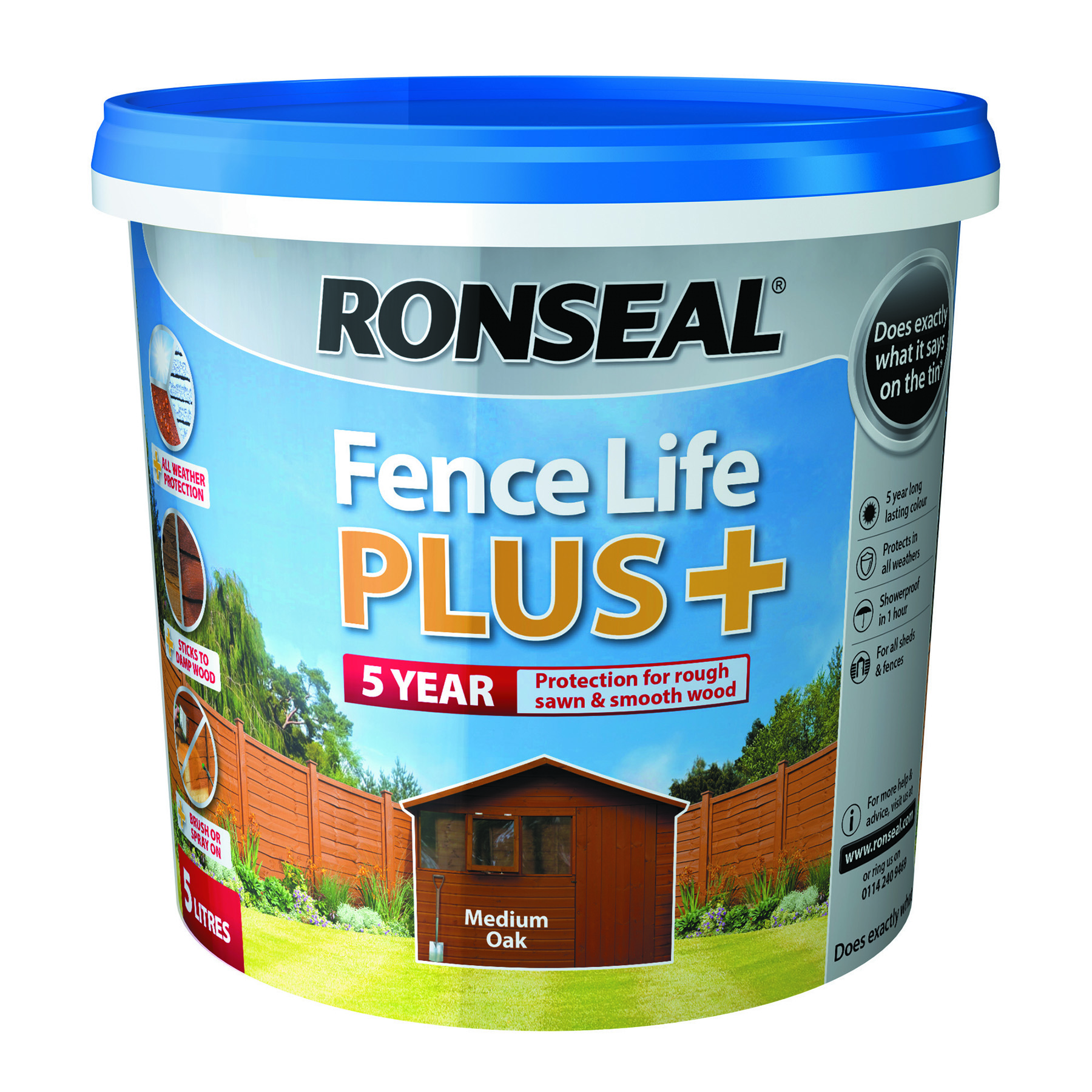 Ronseal Fence Life Plus Garden UV Potection Shed & Fence Paint 5L ...
