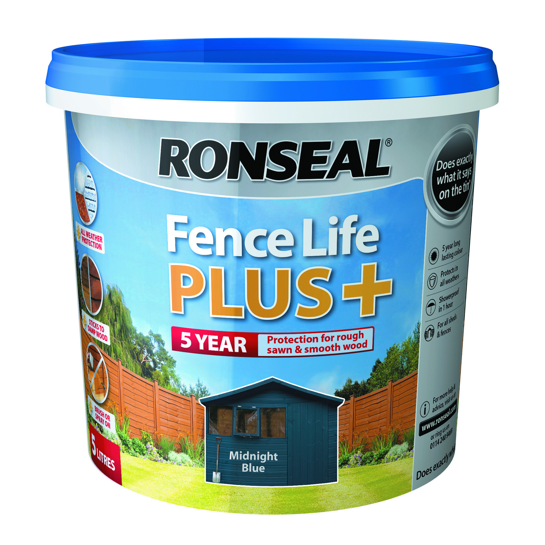 Ronseal Fence Life Plus Garden UV Potection Shed & Fence Paint 5L ...