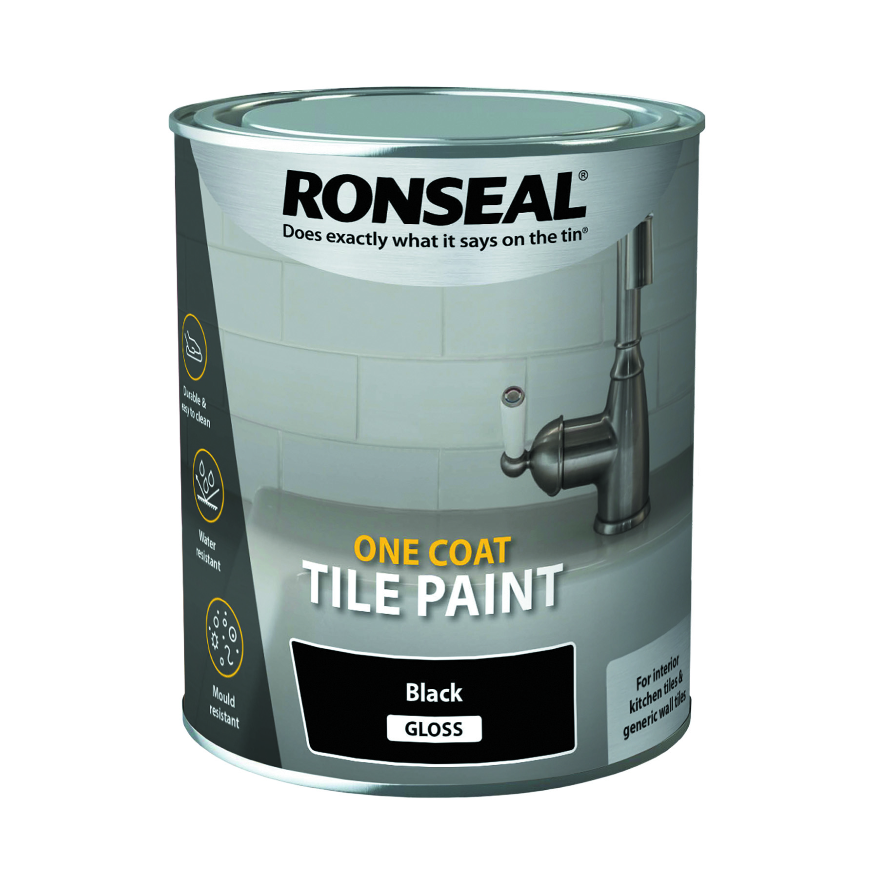 Ronseal One Coat Tile Paint Black Gloss 750ml - Intu-DIY - Wallpaper ...