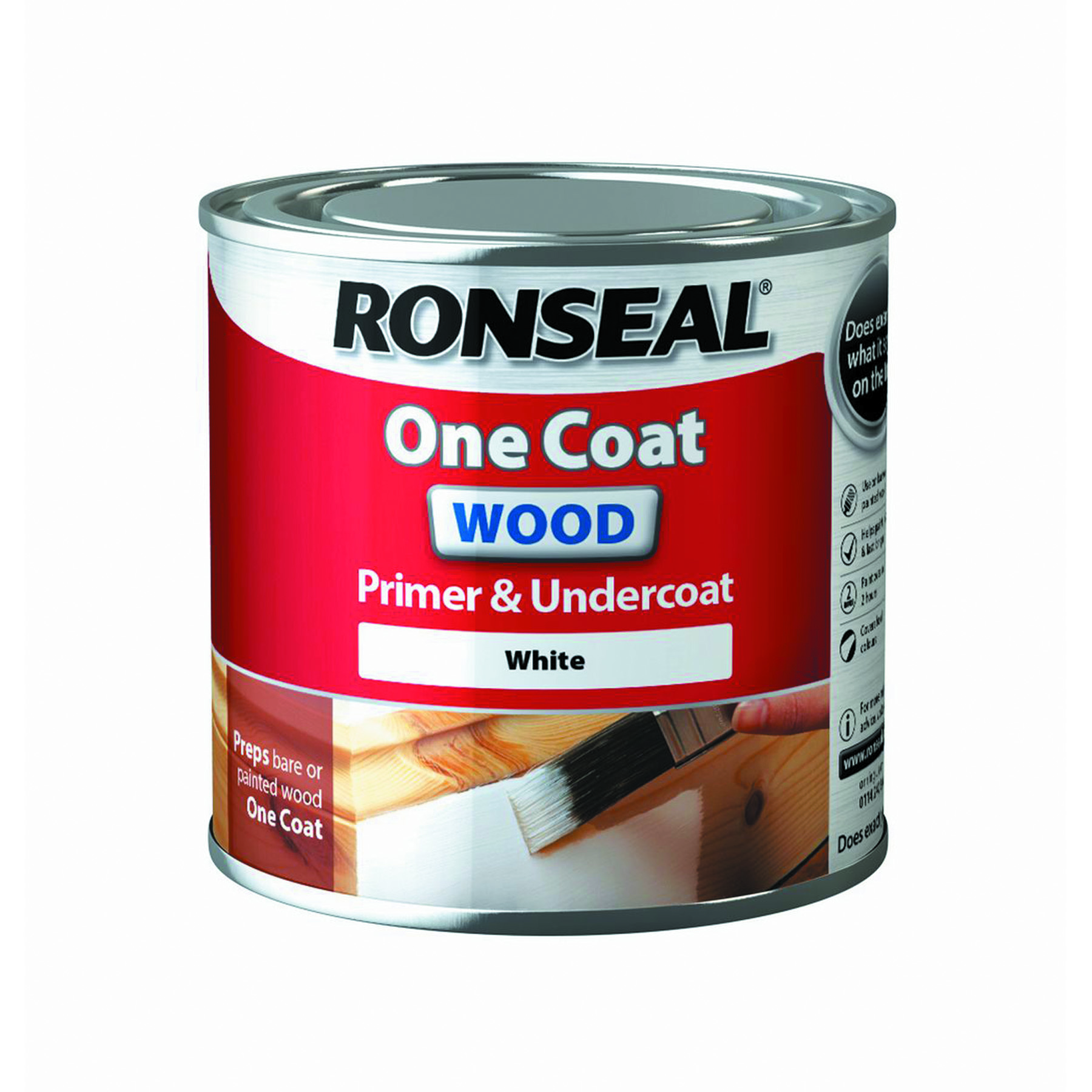 Ronseal One Coat Wood Primer and Undercoat 250ml White - Intu-DIY ...