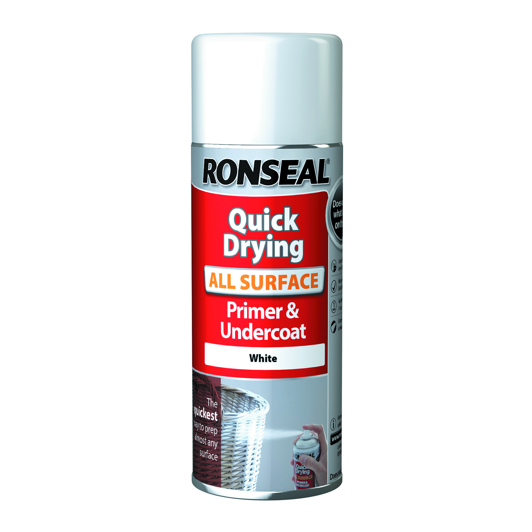 Ronseal Quick Drying All Surface Primer & Undercoat 400ml Aerosol White ...