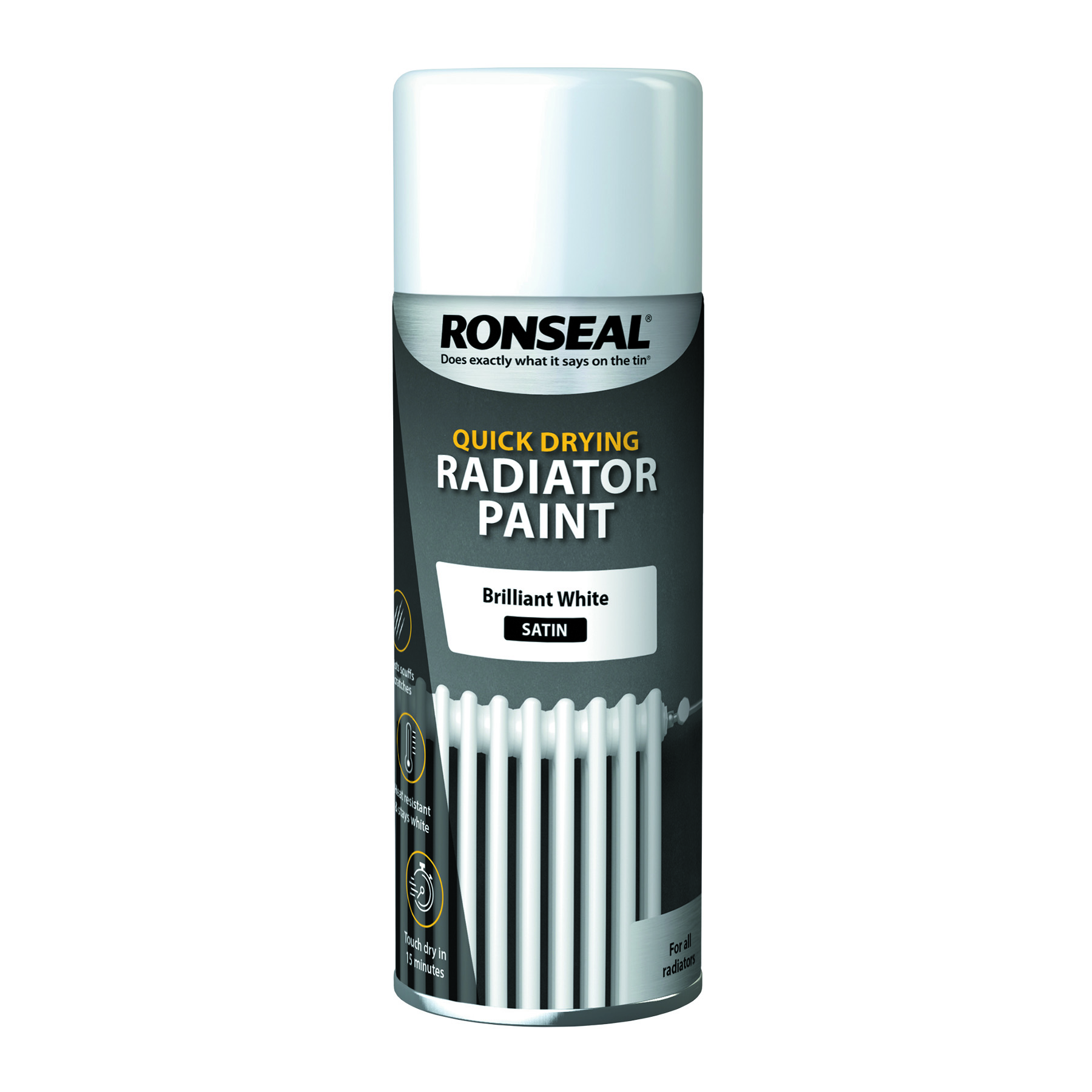 Ronseal Quick Dry Radiator Spray Paint Satin 400ml White Aerosol - Intu ...