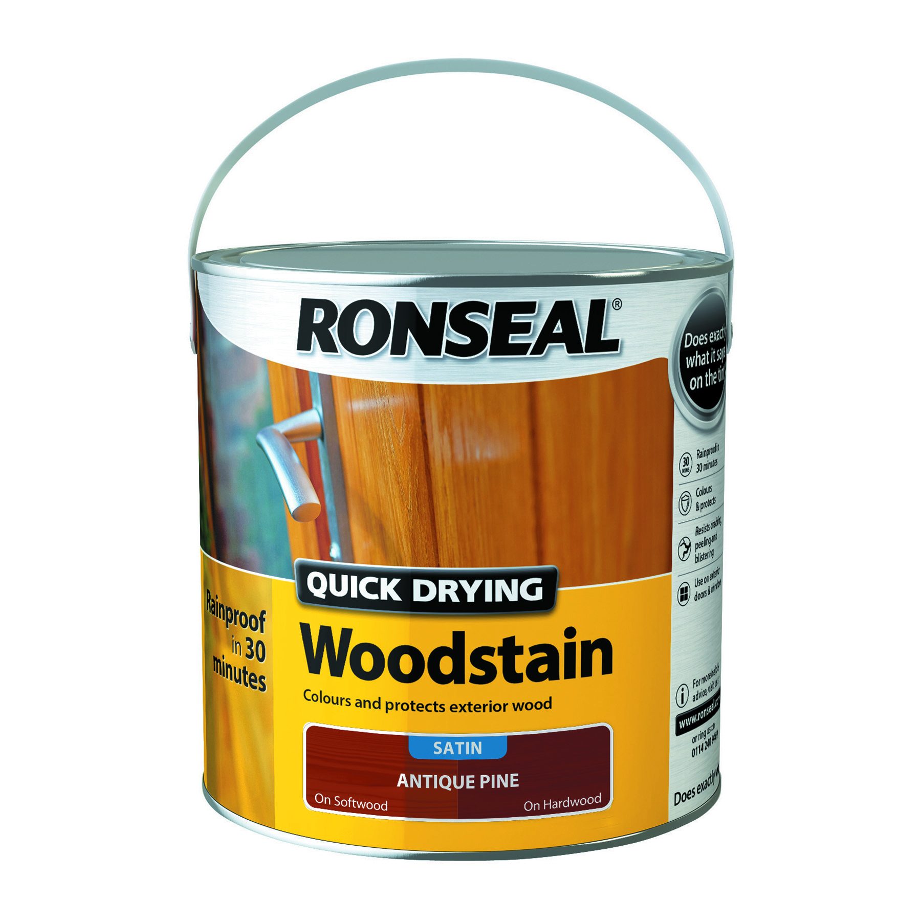 Ronseal Quick Dry Woodstain Satin 2.5L Antique Pine - Intu-DIY ...