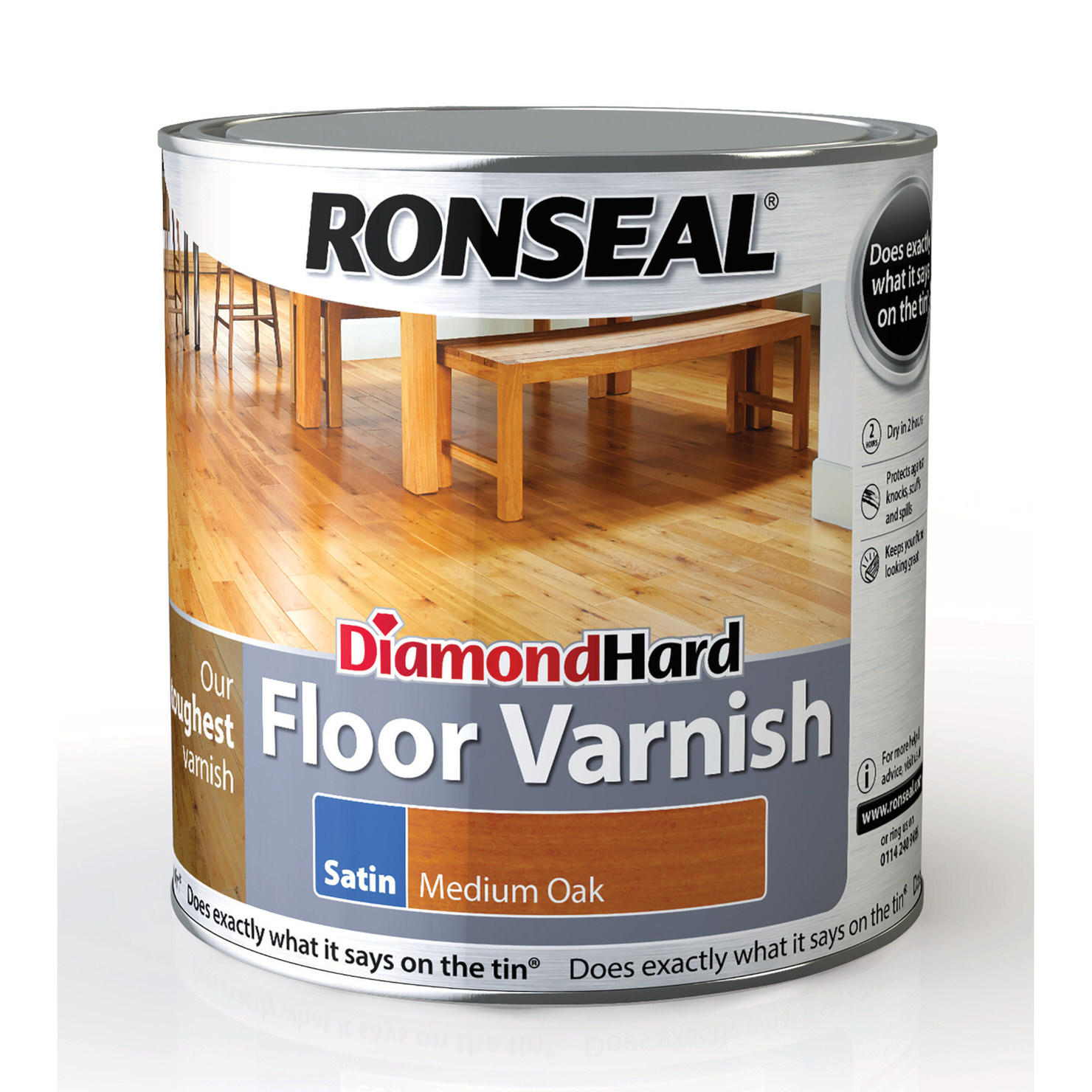 Ronseal Diamond Hard Floor Varnish Satin Medium Oak 2.5L - Intu-DIY ...