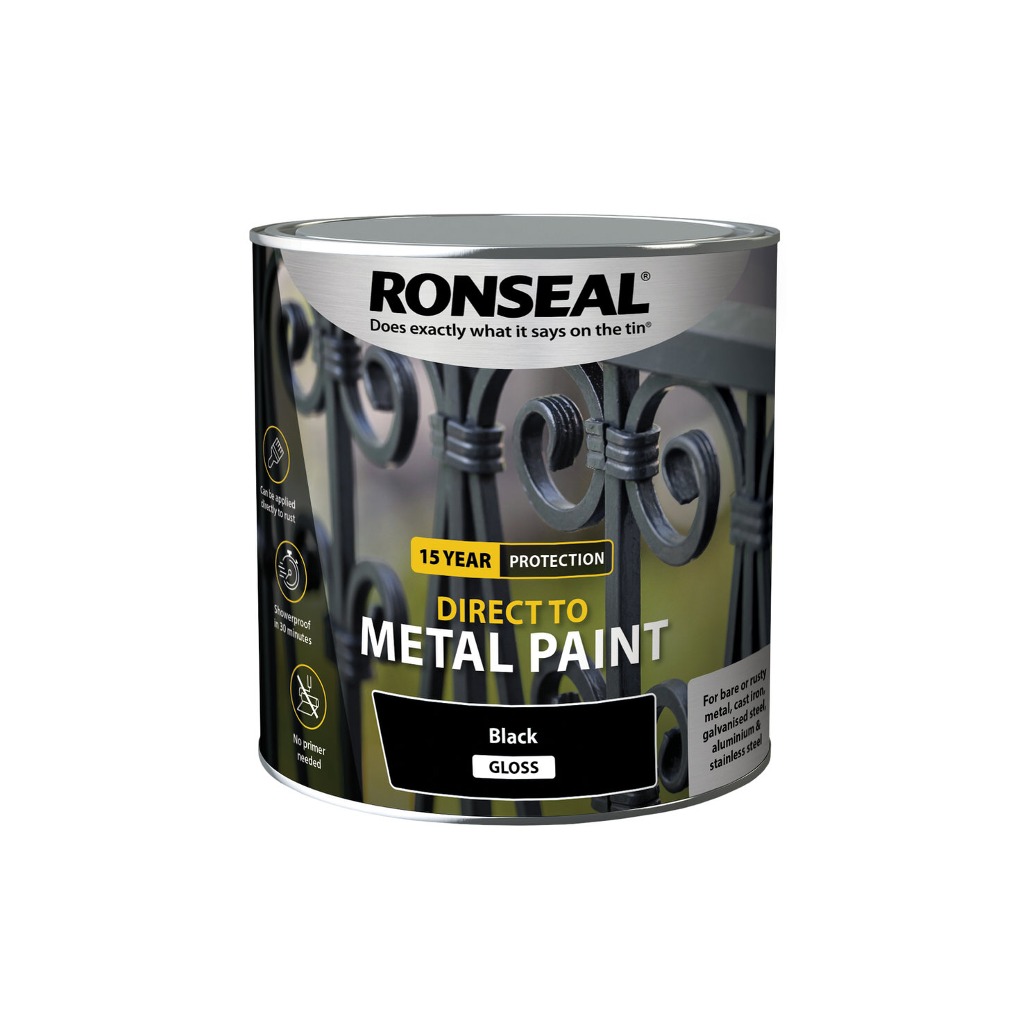 Ronseal Direct to Metal Paint Gloss 2.5L Black - Intu-DIY - Wallpaper ...