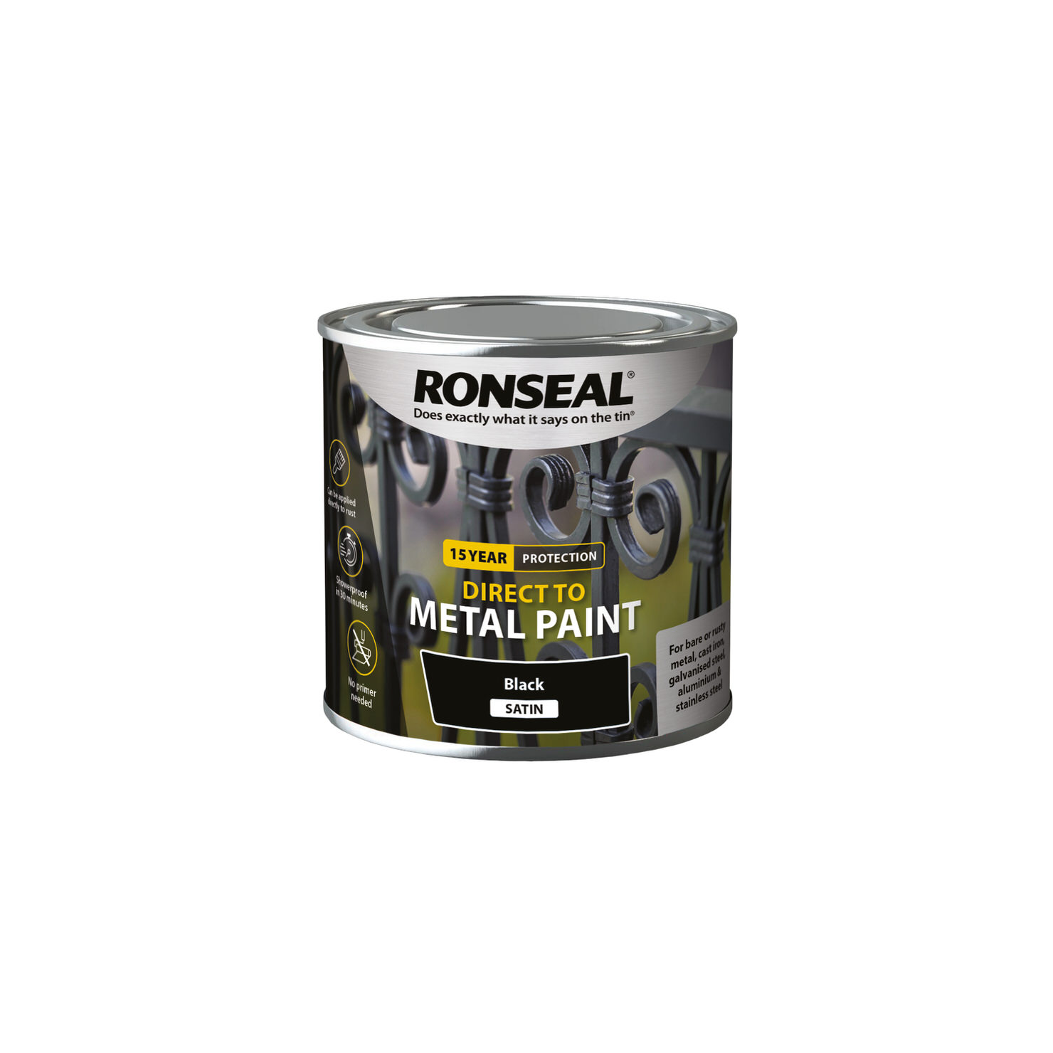 Ronseal Direct to Metal Paint Satin Black 250ml - Intu-DIY - Wallpaper ...