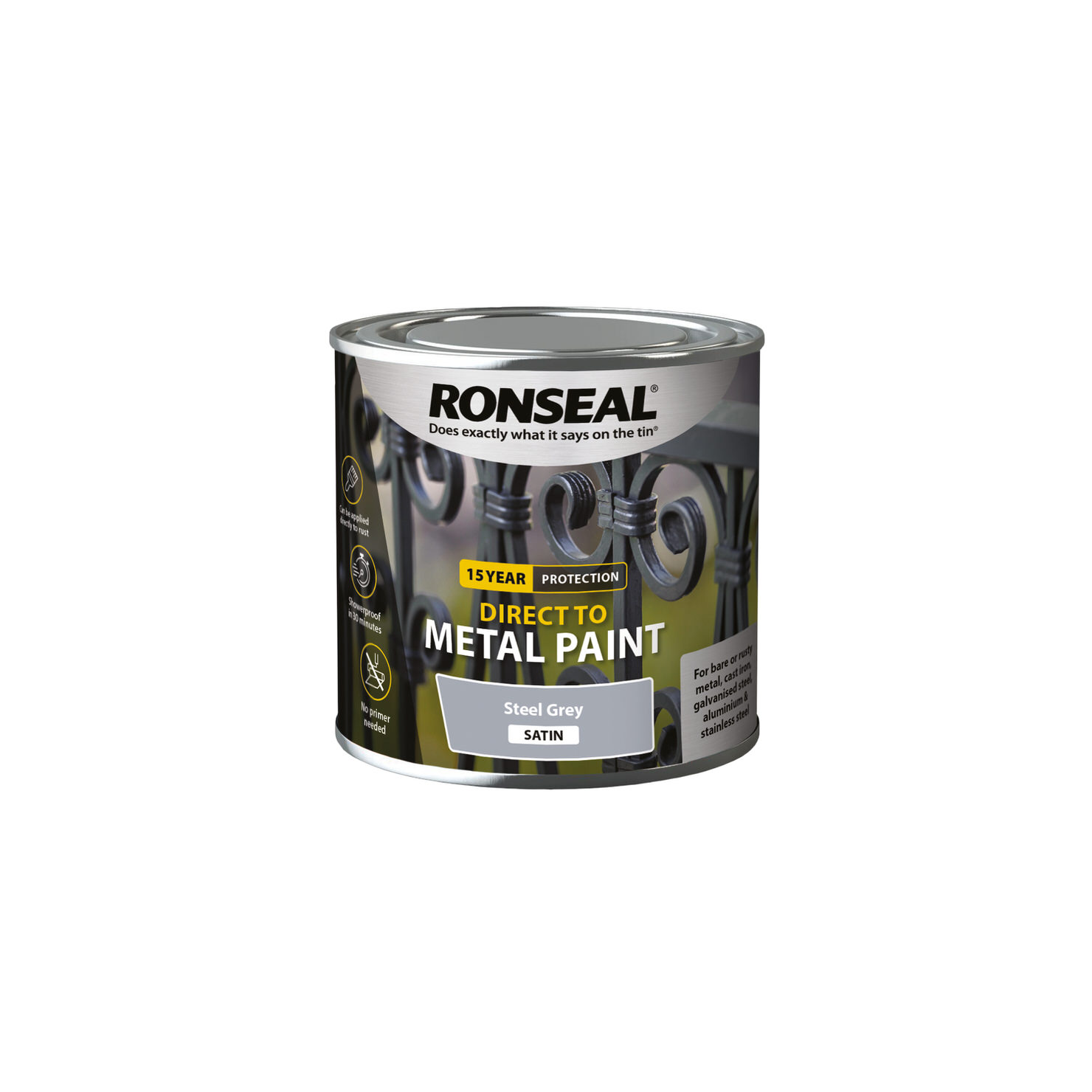 Ronseal Direct to Metal Paint Satin Steel Grey 250ml - Intu-DIY ...