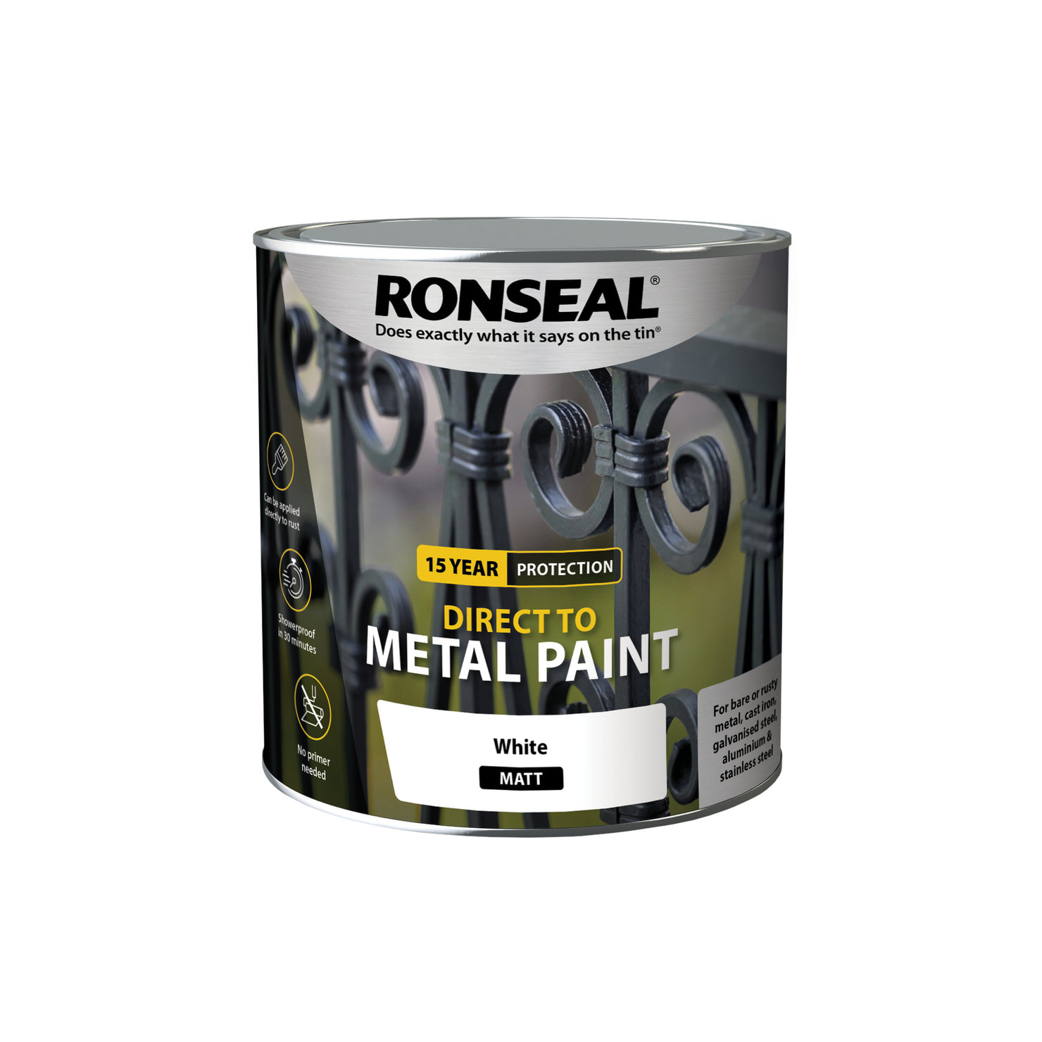 Ronseal Direct to Metal Paint Matt 2.5L White - Intu-DIY - Wallpaper ...