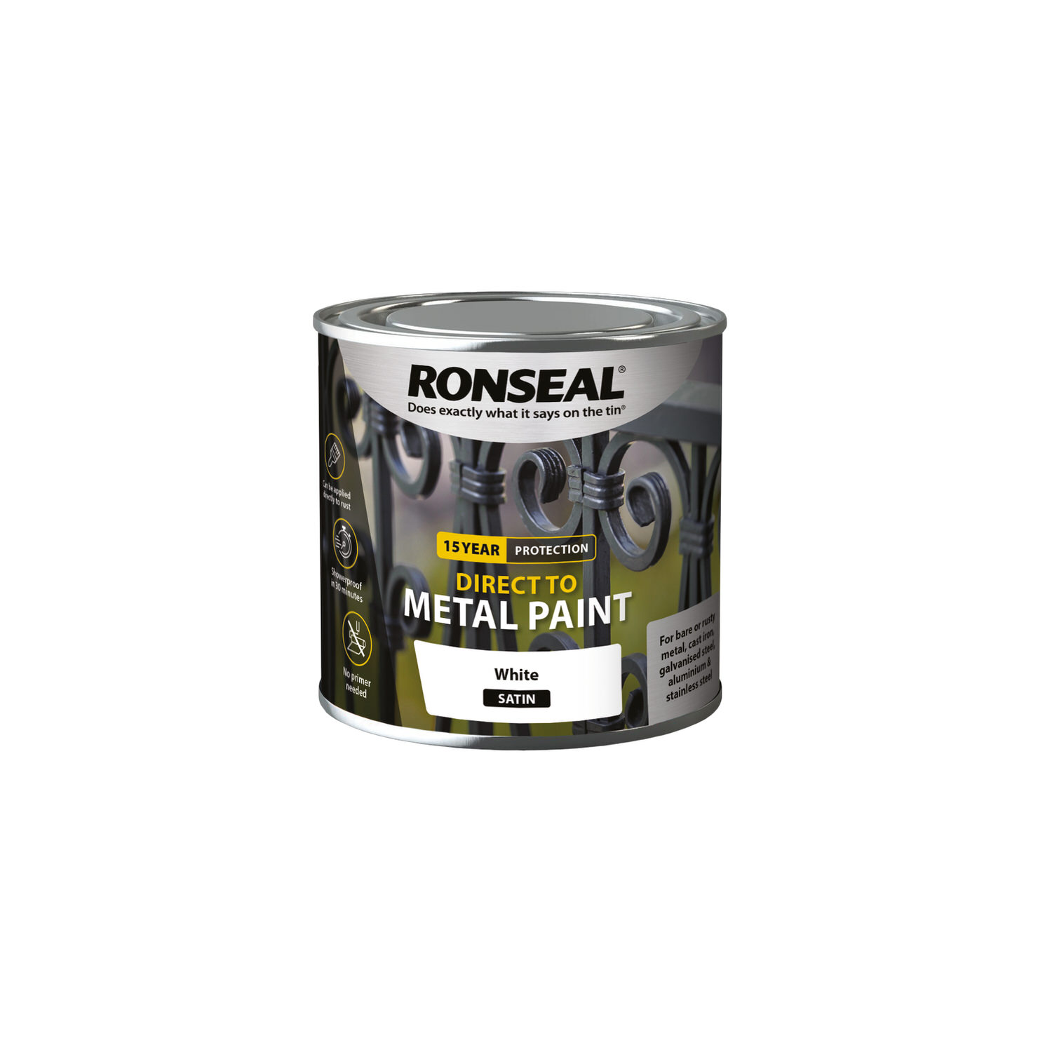 Ronseal Direct to Metal Paint Satin White 250ml - Intu-DIY - Wallpaper ...
