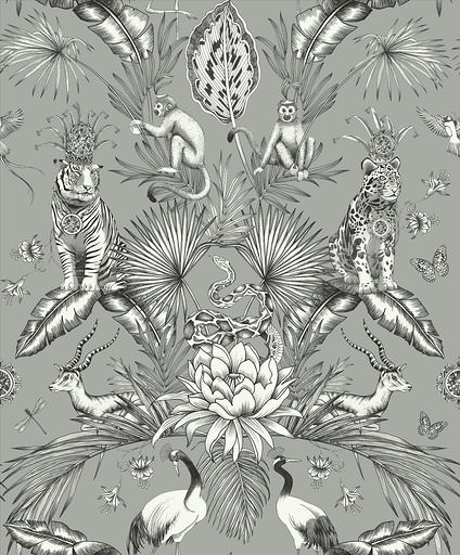 Belgravia Menagerie Animal Print Grey Wallpaper 2005 - Intu-DIY ...