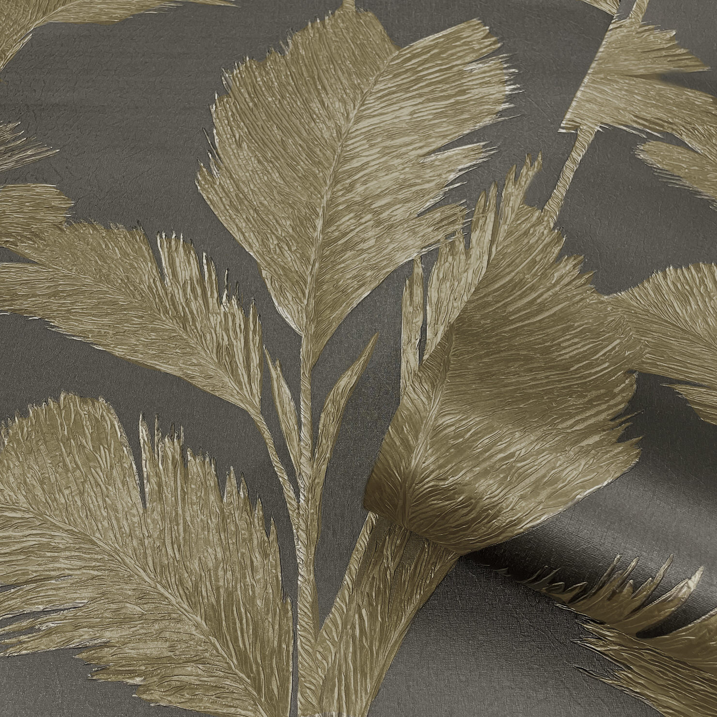 Belgravia Alessia Heavyweight Textured Vinyl Floral Leaf Wallpaper Grey 214 - Intu-DIY ...