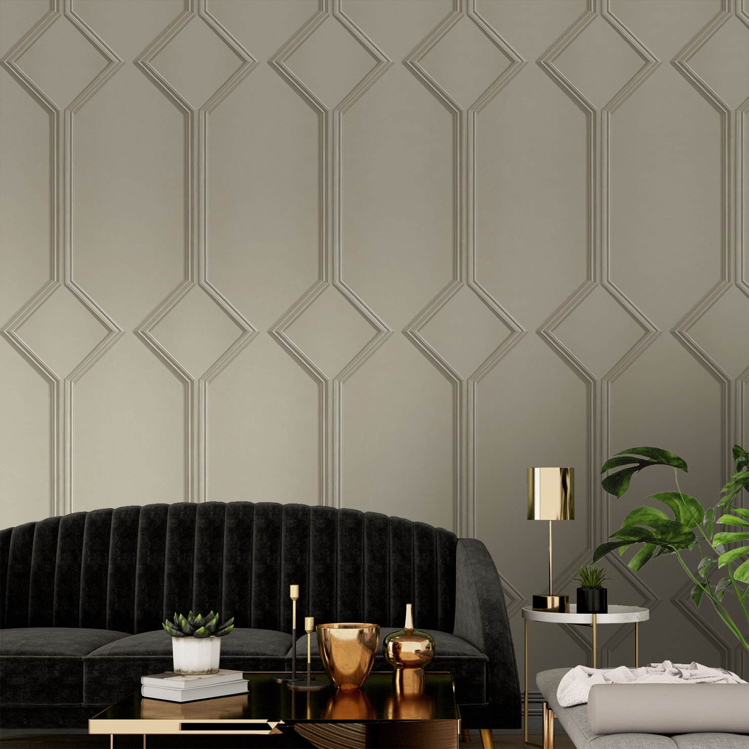 Belgravia Alessia Panel Heavyweight Textured Vinyl Wallpaper Beige 218 ...