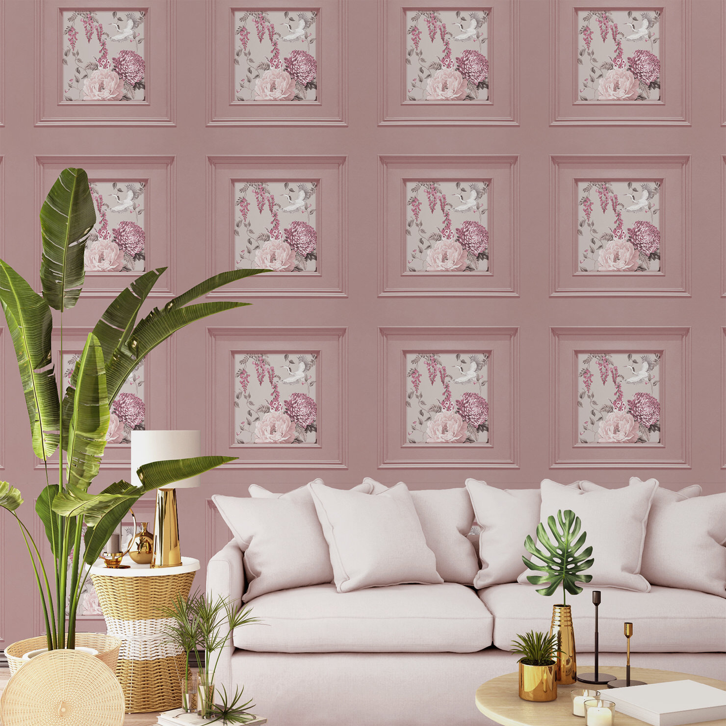 Belgravia Corinthia Wood Panel Wallpaper Pink 245 - Intu-DIY ...