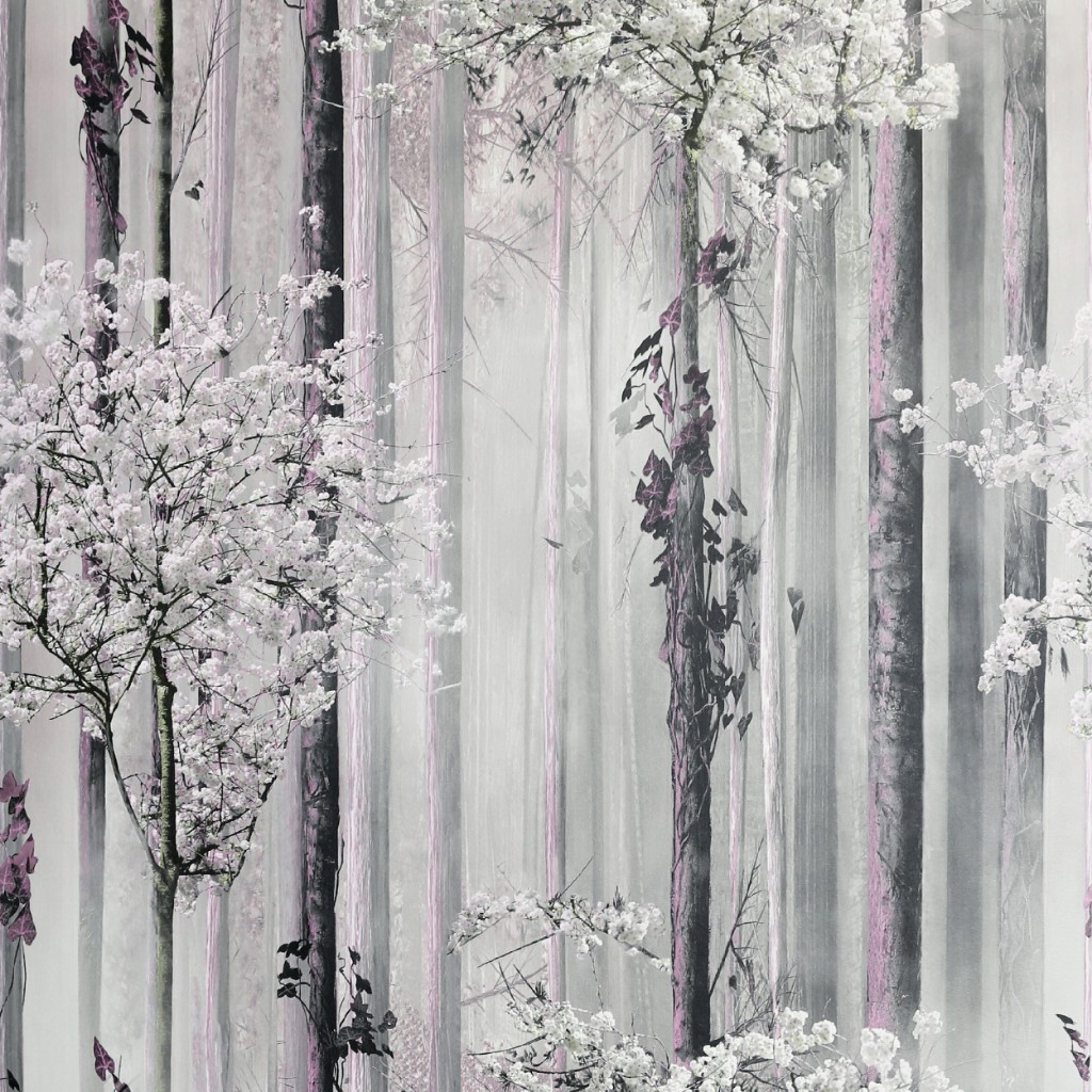 Arthouse Blossom Forest Dusty Pink/Grey Flat Surface Spongeable ...
