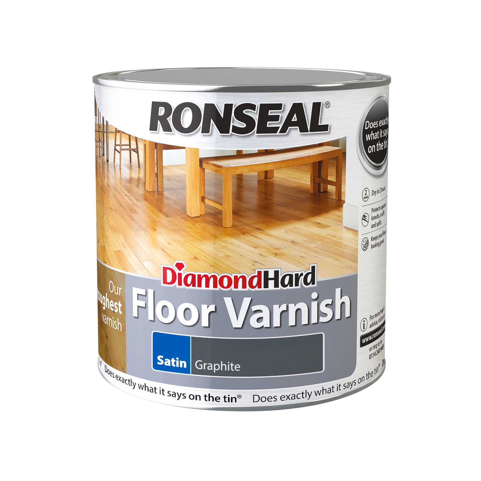 Ronseal Diamond Hard Floor Varnish Satin 2.5L GRAPHITE - Intu-DIY ...