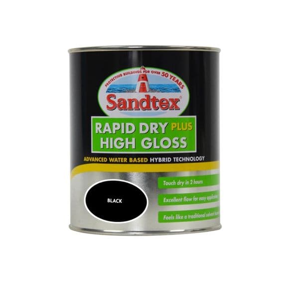Sandtex Rapid Dry Gloss 750ml Black - Intu-DIY - Wallpaper & Paint