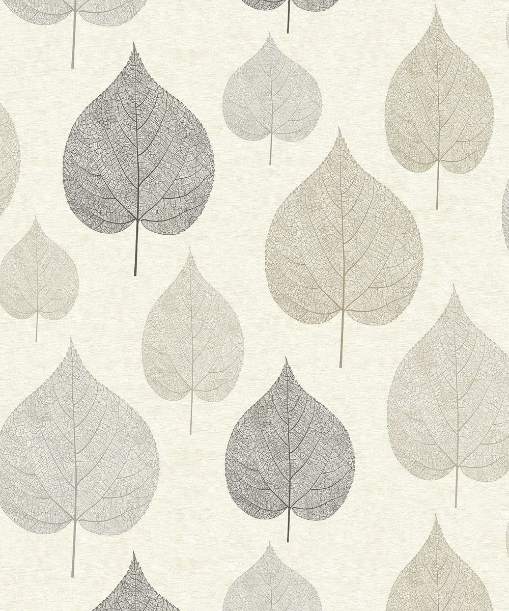 Crown Wallcoverings Quest Charcoal Leaf Flat Surface Spongeable ...