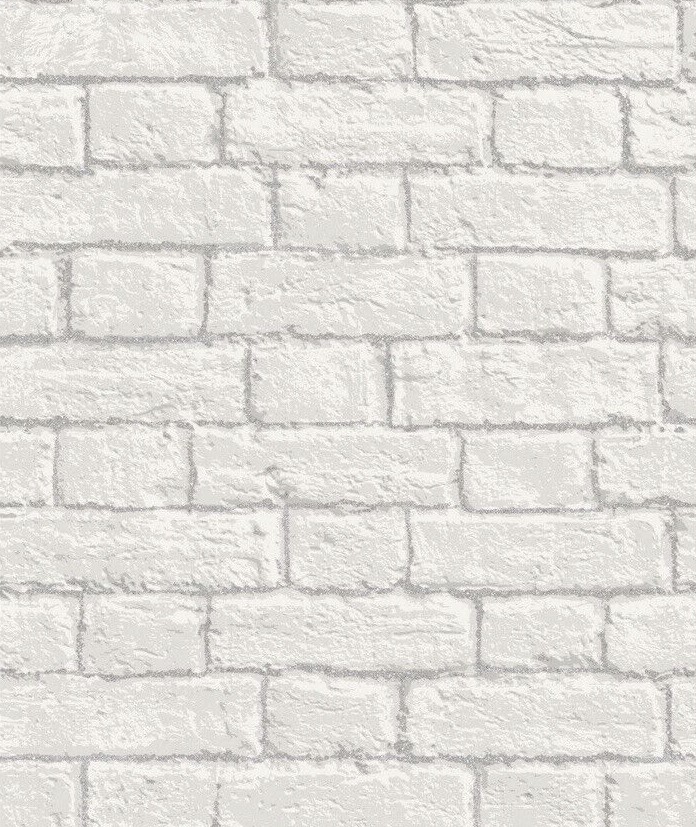 Crown Modern Brick White Glitter Flat Surface Spongeable Wallpaper ...
