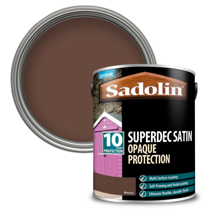 Sadolin Superdec Opaque Satin Wood Protection 1L Walnut - Intu-DIY ...